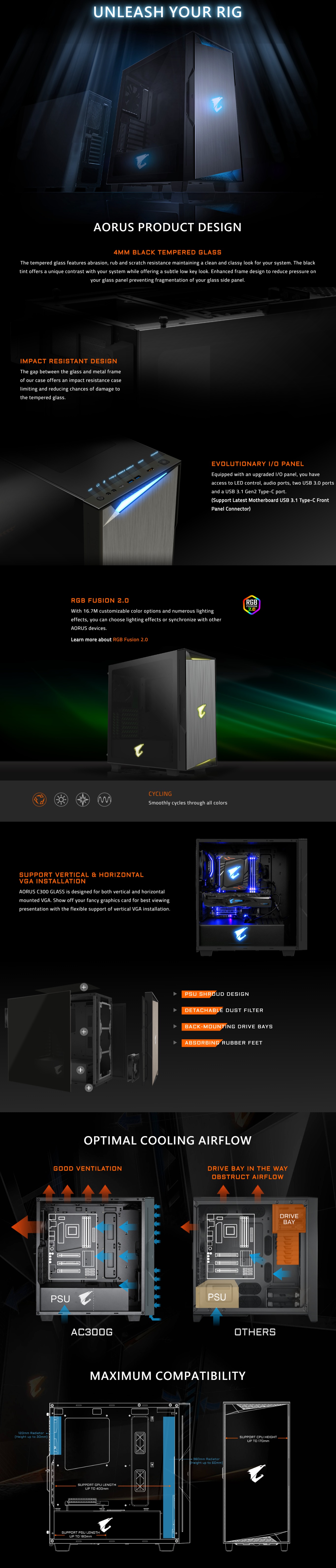 Gigabyte Aorus C300 Glass (Black) | Ezpz Solutions